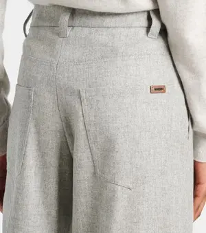 Brunello Cucinelli Wool And Cashmere Flannel Wide-leg Pants