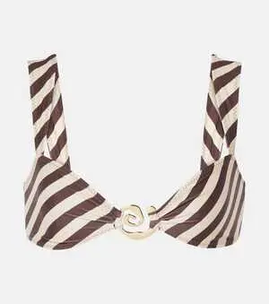 SAME Spiral Striped Bikini Top - Brown