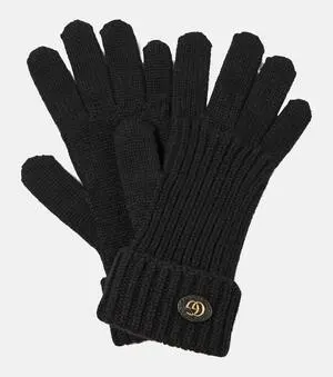 Gucci Double G Wool And Cashmere Gloves - Black