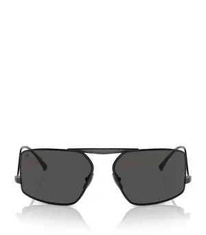 FERRARI Ferrari Metal Rectangular Sunglasses Black