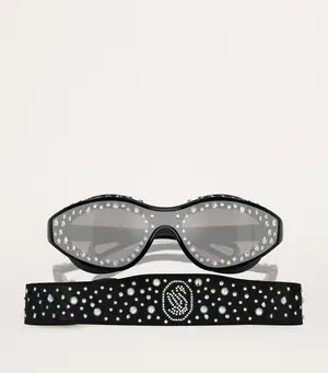 SWAROVSKI Embellished Acetate Sunglasses - Black