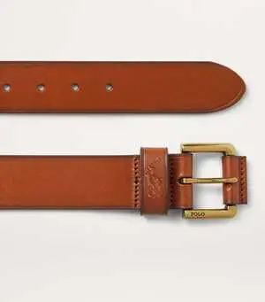 Polo Ralph Lauren Leather Belt With Gold Tone Buckle