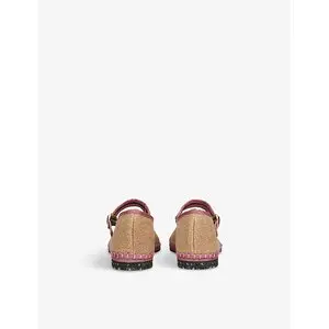 FLABELUS Dora Single-strap Linen Mary Jane Flats - Beige