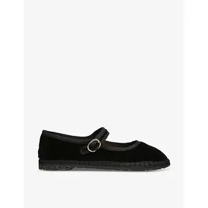 FLABELUS Antonia Cotton Mary Jane Flats - Black