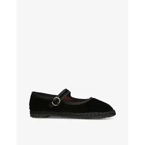 FLABELUS Antonia Cotton Mary Jane Flats - Black