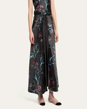 Giorgio Armani Floral Silk Maxi Skirt