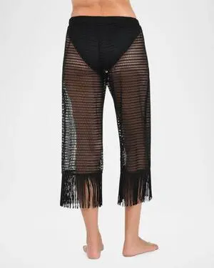 La Blanca Open-knit Crochet Cropped Pants - Black