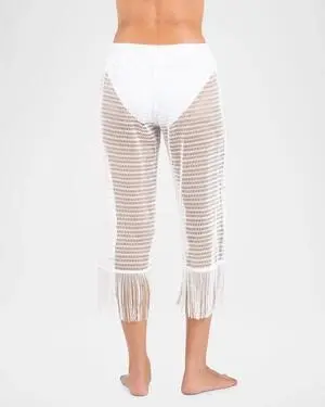 La Blanca Open-knit Crochet Cropped Pants - White