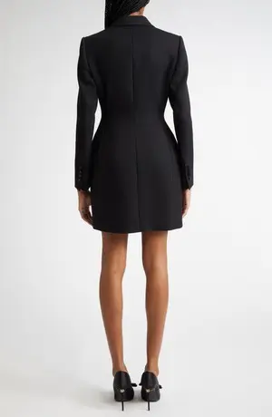 Dolce & Gabbana Hourglass Double Breasted Long Wool & Silk Blend Tuxedo Jacket