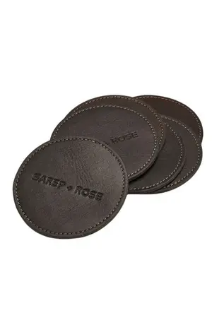 SAREP + ROSE Leather Coasters - Mahogany Black