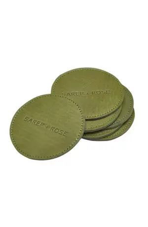 SAREP + ROSE Leather Coasters Olive Green