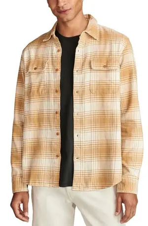Lucky Brand Plaid Cloud Soft Flannel Button-up Shirt Cream Multi