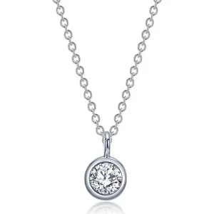 Lafonn Simulated Diamond Bezel Set Pendant Necklace - Silver