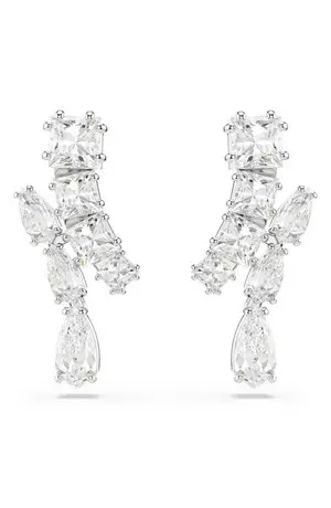 SWAROVSKI Matrix Drop Earrings - White/ Silver