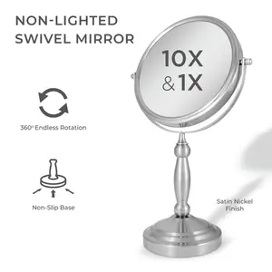 ZADRO Makeup Mirror With 10x/1x Magnifications - Satin Nickel