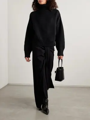 Sasuphi Oversized Cutout Ribbed Cashmere Turtleneck Sweater