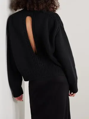 Sasuphi Oversized Cutout Ribbed Cashmere Turtleneck Sweater