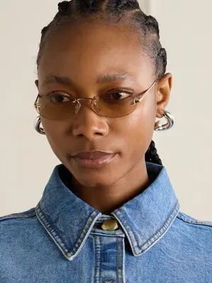 Fendi Rimless Oval Sunglasses - Rose Gold