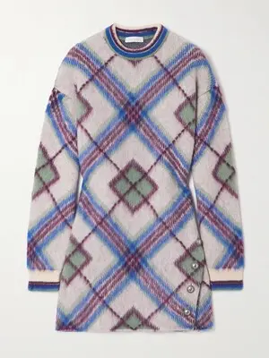 Rabanne Checked Knitted Mini Dress