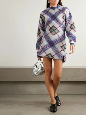 Rabanne Checked Knitted Mini Dress
