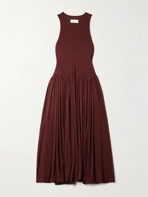 16Arlington Axar Pleated Jersey Midi Dress