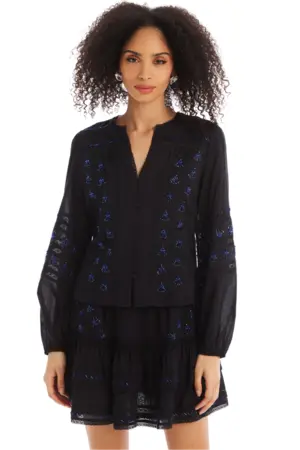 Allison Beaded Maya Blouse - Black