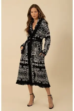 Hale Bob Haisley Wool Blend Jacquard Sweater Maxi