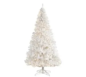 NEARLY NATURAL 9' White Christmas Tree With 650 Led Lights - One-color