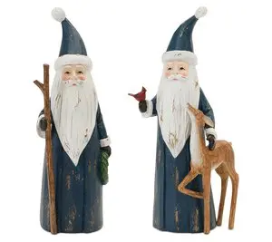 MELROSE Woodland Santa With Deer Figurine - One-color