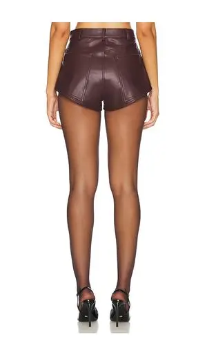Lapointe Stretch Faux Leather Mini Short - Mulberry