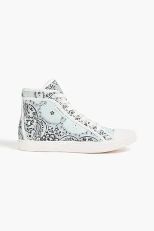Zimmermann Paisley-print High-top Sneakers - Sky Blue