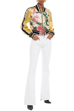 Dolce & Gabbana Metallic Leather And Floral Brocade Bomber Jacket