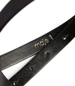 Maje Leather Skinny Belt - Black