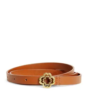 Maje Leather Skinny Belt - Brown