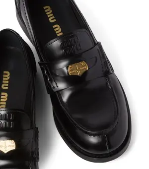 Miu Miu Brushed-leather Embossed Loafers