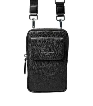 ASPINAL OF LONDON Leather Cross-body Phone Pouch - Black