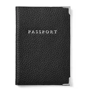 ASPINAL OF LONDON Leather Passport Cover - Black