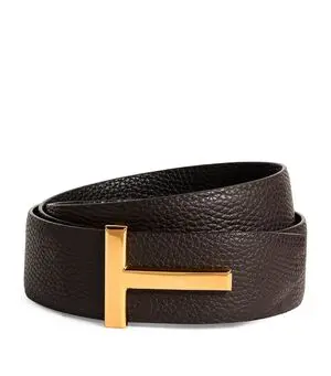 TOM FORD Leather Reversible T Icon Belt Multi