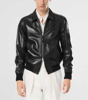 TOM FORD Leather Bomber Jacket - Black