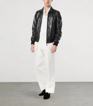 TOM FORD Leather Bomber Jacket - Black