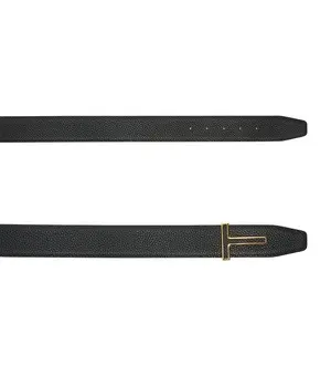 TOM FORD Leather Reversible T Icon Belt - Black