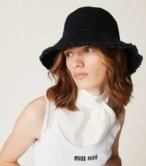 Miu Miu Logo Denim Bucket Hat