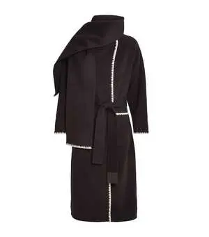 Maje Wool-blend Wrap Coat With Scarf