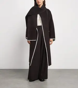 Maje Wool-blend Wrap Coat With Scarf