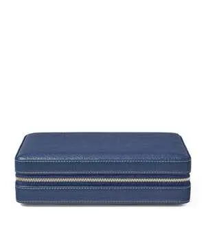 ASPINAL OF LONDON Large Leather Jewellery Case - Blue
