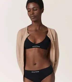 Miu Miu Ribbed Briefs - Black