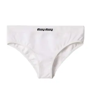 Miu Miu Ribbed Seamless Briefs - White