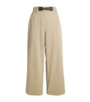 Maje Cotton Gabardine Wide-leg Trousers - Brown