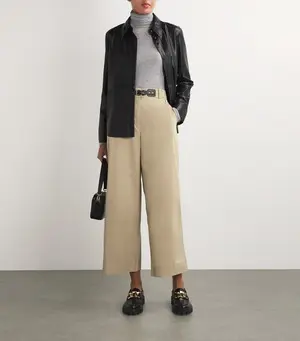 Maje Cotton Gabardine Wide-leg Trousers - Brown