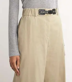 Maje Cotton Gabardine Wide-leg Trousers - Brown